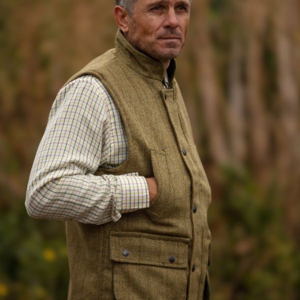 Gilet homme coupe classique Derby Tweed Barrington Light Sage | LMDG ...