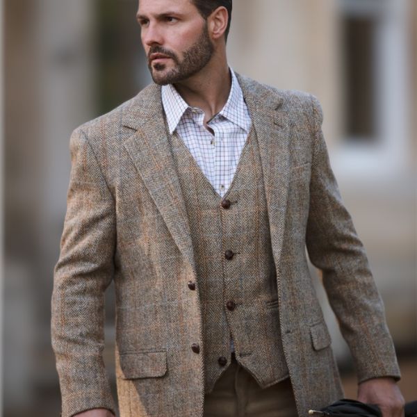 Veste homme coupe classique Harris Tweed® Blakemore White Sand | LMDG ...